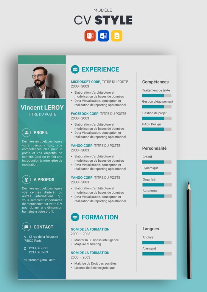 CV STYLE - Modèle de CV moderne (Télécharger) | CV Market