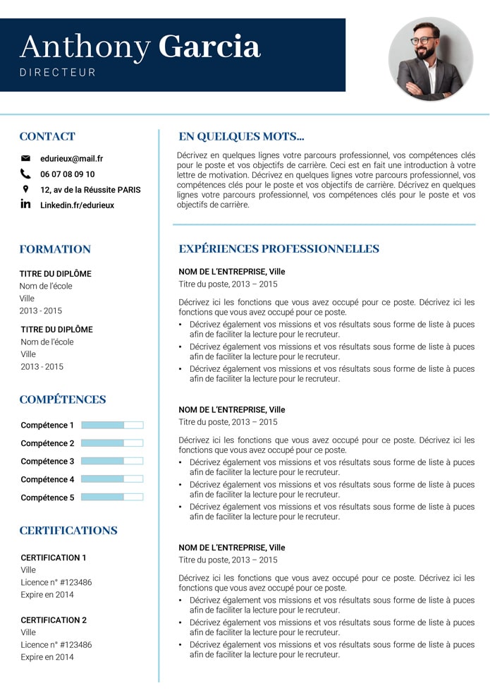 Modèle de CV Directeur à télécharger (Exemples) | CV Market
